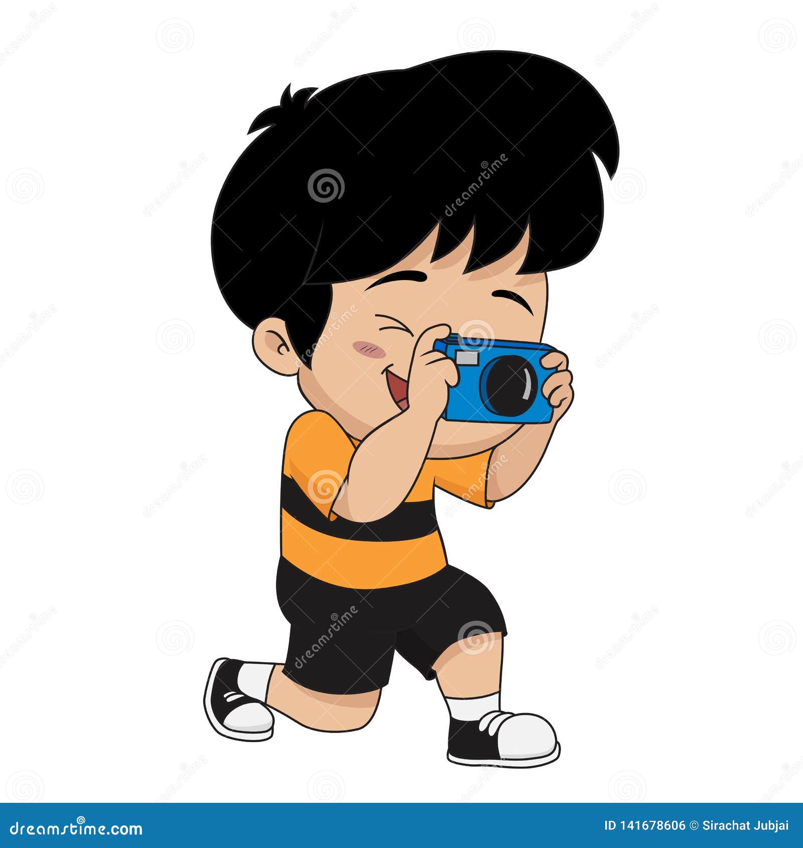 Kid take a photo stock vector. Illustration of profession - 141678606
