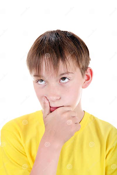Kid thinking stock photo. Image of compute, face, teen - 41824056