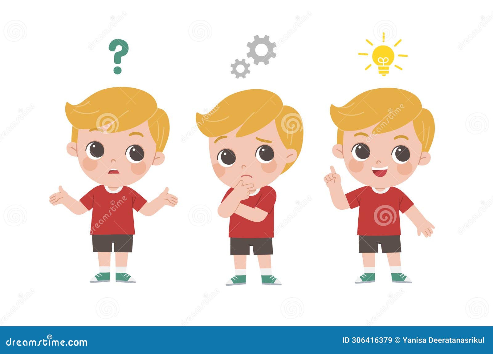 Kid Thinking and Search for Idea Process. Stock Vector - Illustration ...