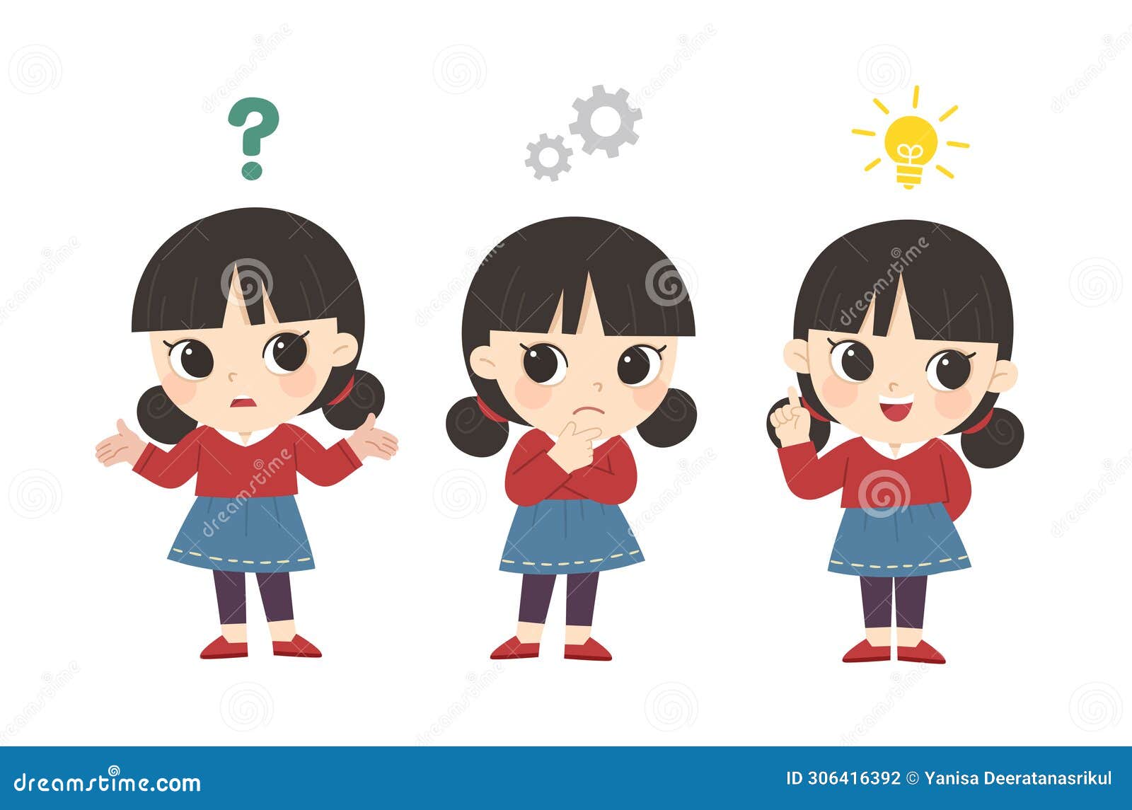 Kid Thinking and Search for Idea Process. Stock Vector - Illustration ...