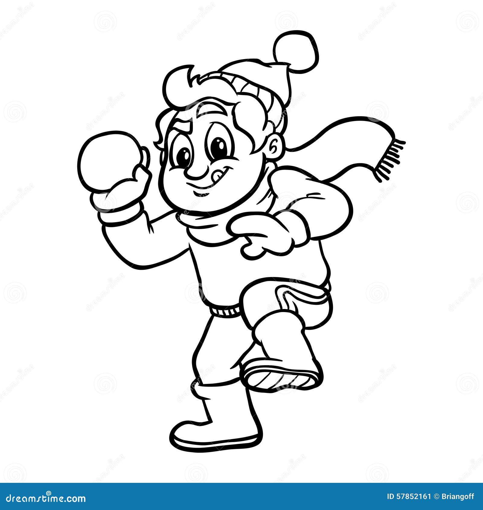 Kid Throwing Snowball Cartoon Vector | CartoonDealer.com #57852161