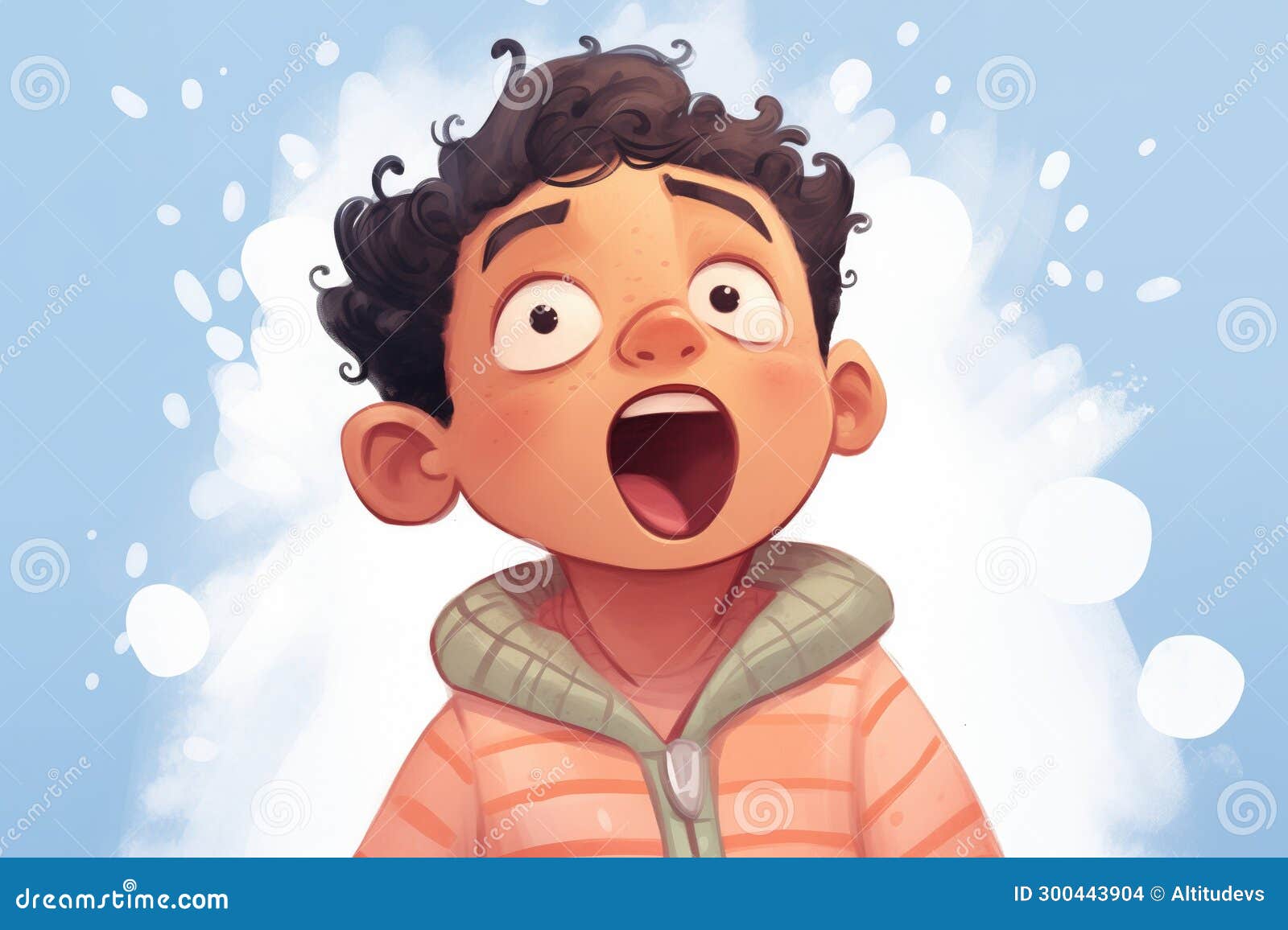 Kid with Tongue Out, Snowflakes Falling Stock Illustration ...