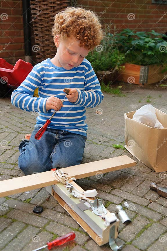Kid with tools stock photo. Image of creative, curly - 29067810