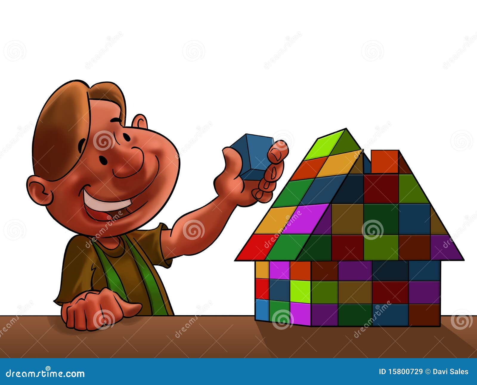 Kid with toy house stock illustration. Illustration of toys - 15800729