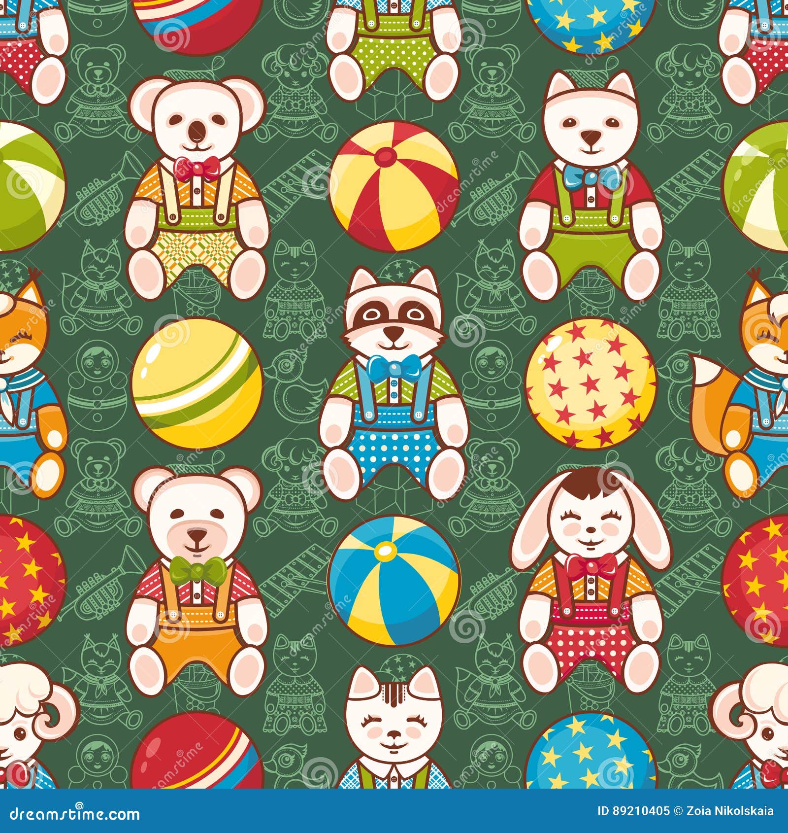 Kid Toy Seamless Pattern. Design Element for Postcard, Banner, F Stock ...
