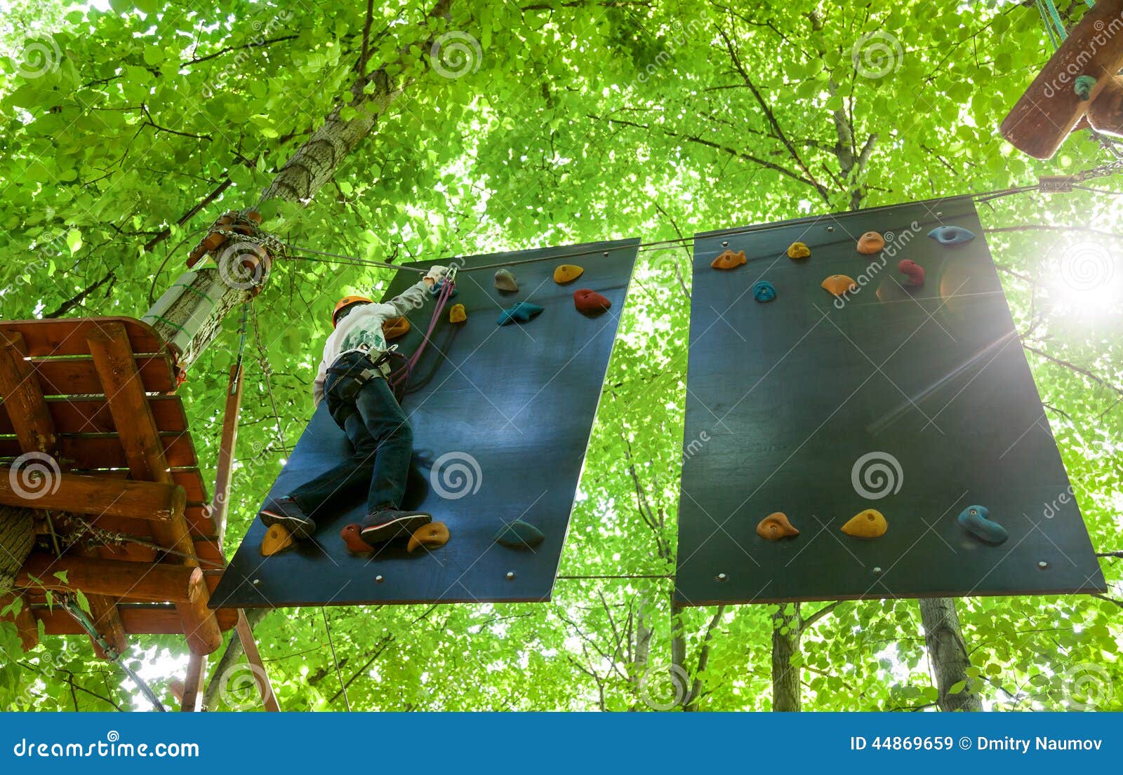 Kid in a Treetop Adventure Park Stock Image - Image of leisure, ropes ...