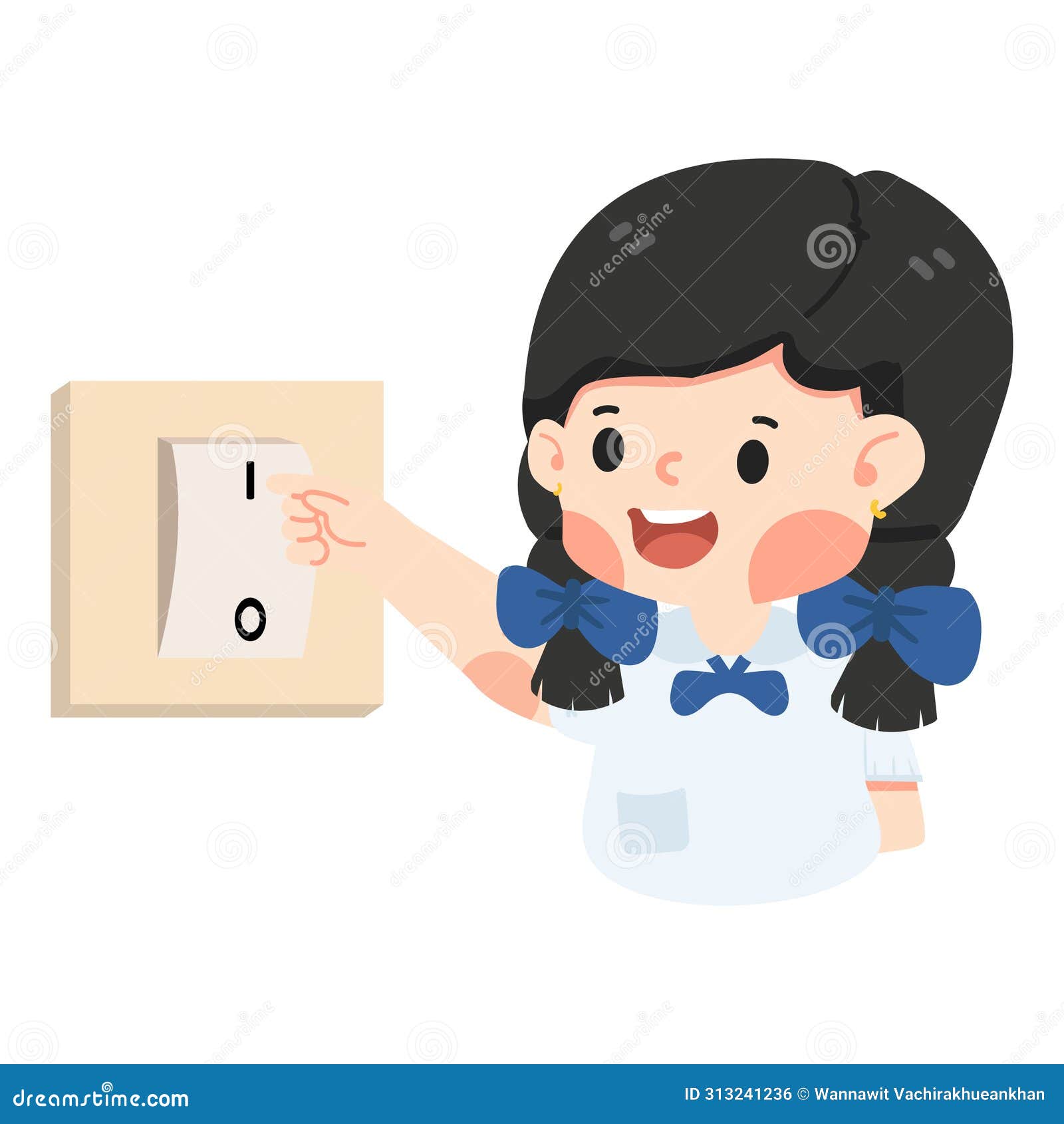 Kid Turning Off Light Using Switch Stock Vector - Illustration of turn ...