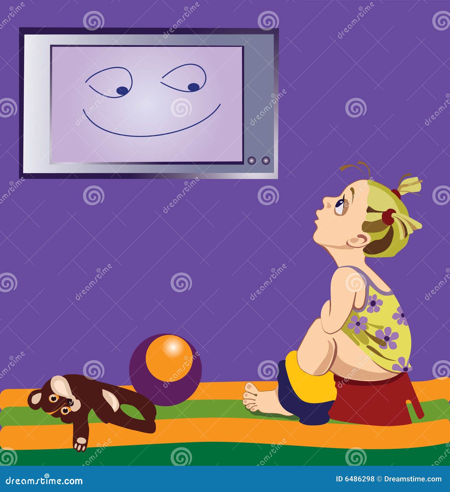 Kid and tv stock vector. Illustration of household, programming - 6486298