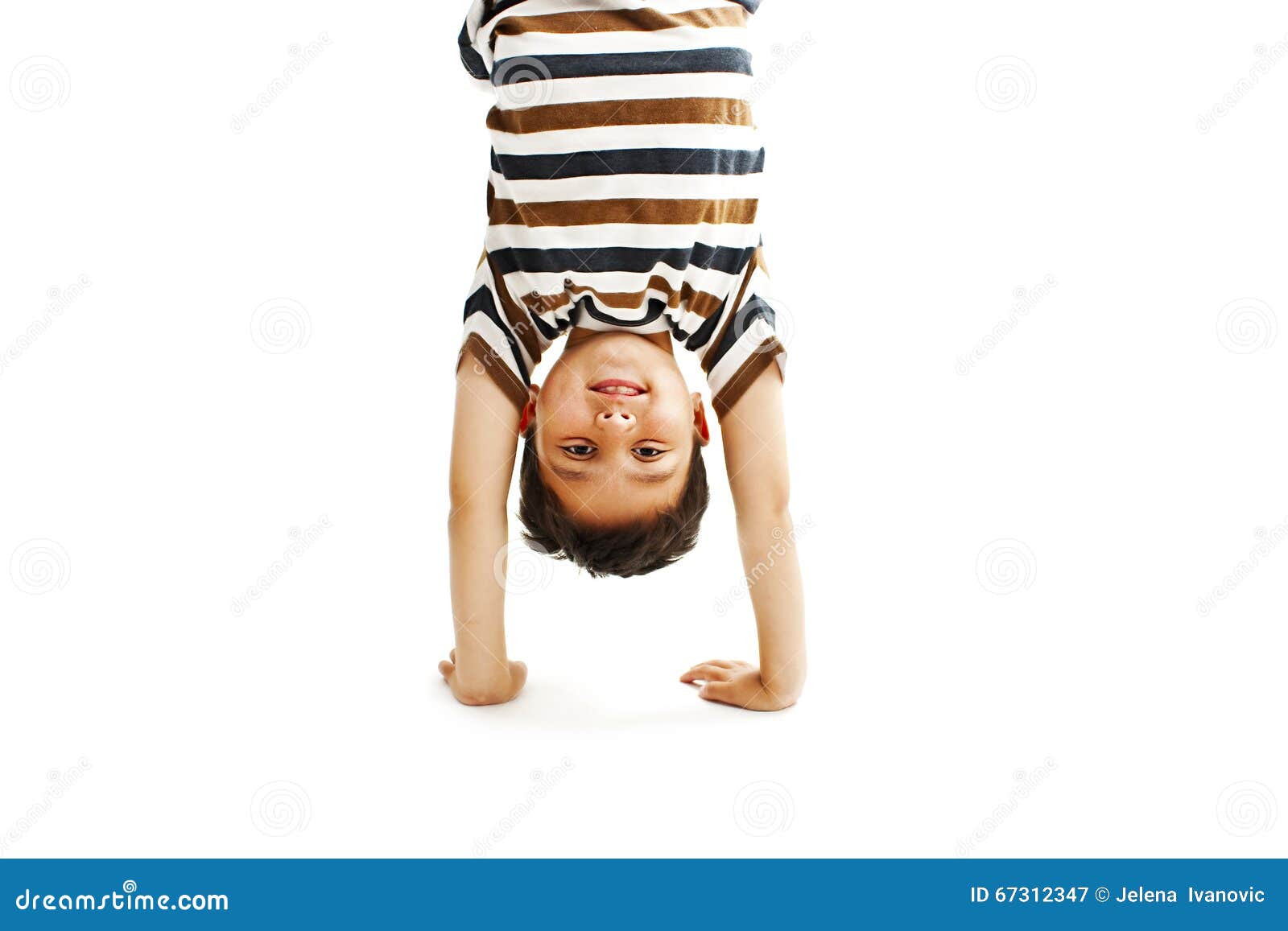 A Kid Upside Down Smiling To the Camera Stock Image - Image of park ...