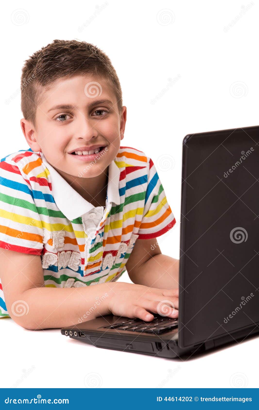 Kid using a computer stock photo. Image of communication - 44614202