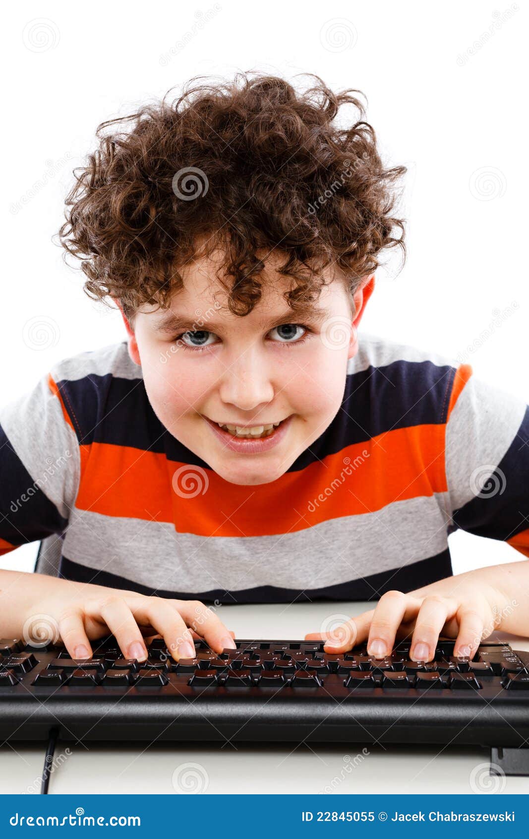 Kid Using Computer Isolated on White Background Stock Image - Image of ...