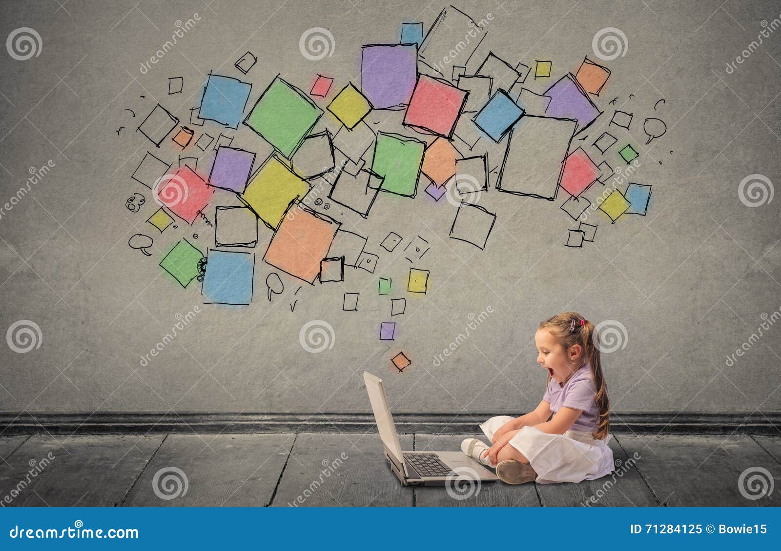 Kid using computer stock image. Image of computer, colorful - 71284125