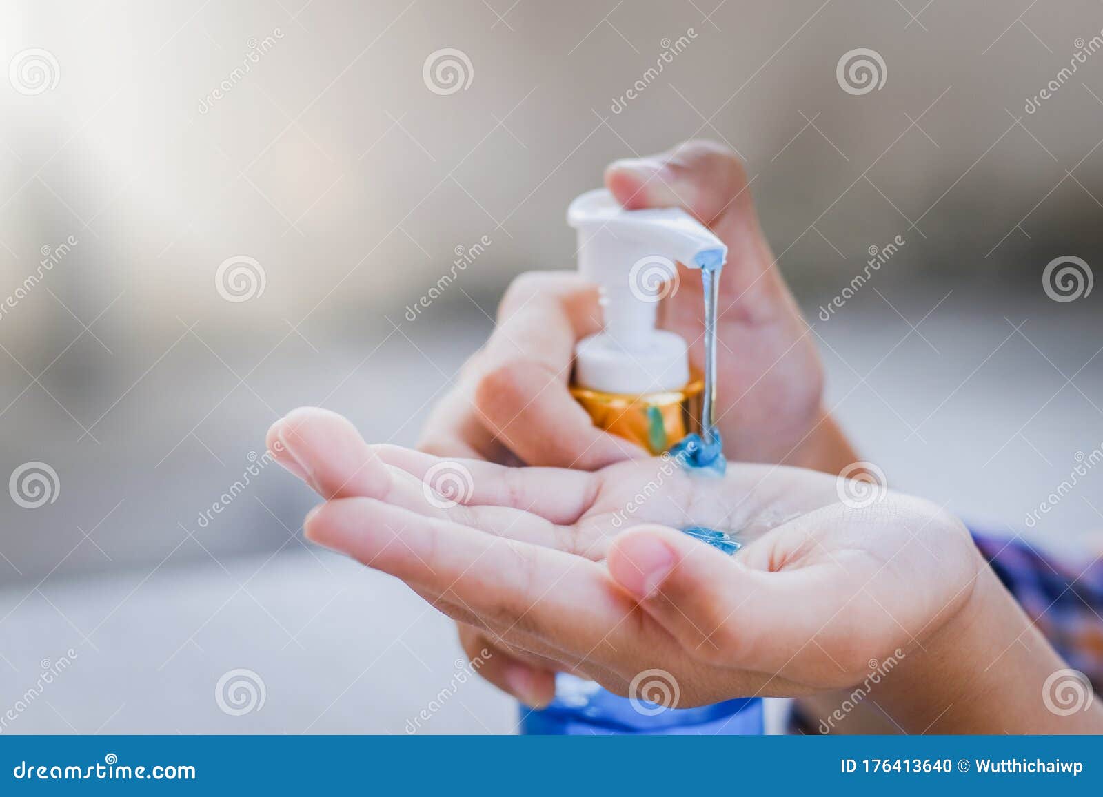 Kid Using Hand Sanitizer Close Up. Stock Photo - Image of applying ...