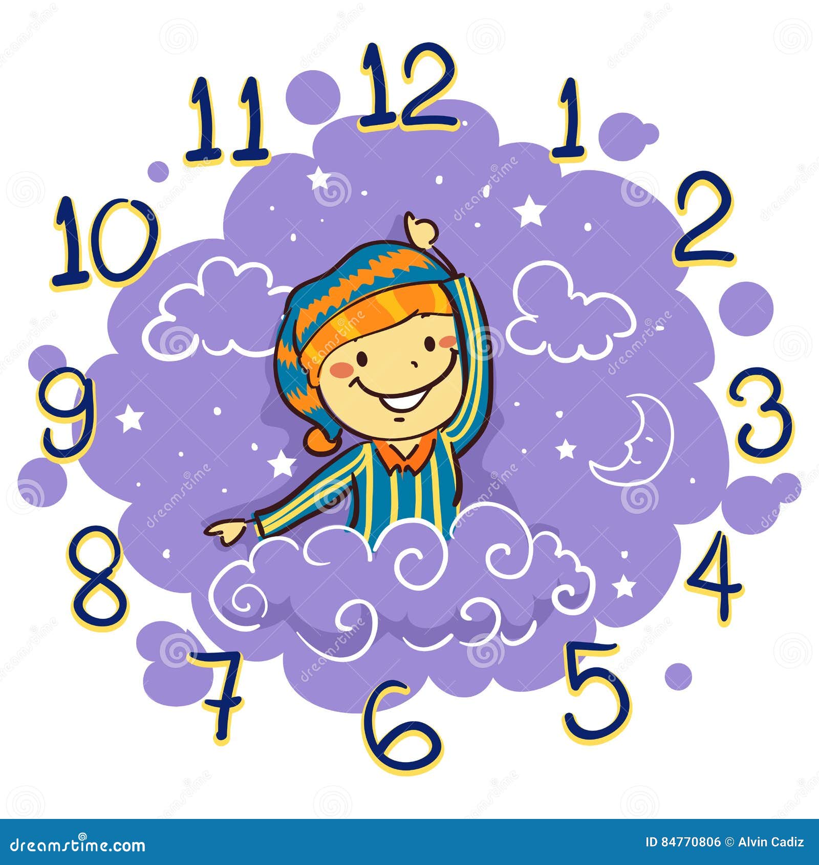 Kid Using His Arm As Hand Clock for Bedtime Stock Vector - Illustration ...