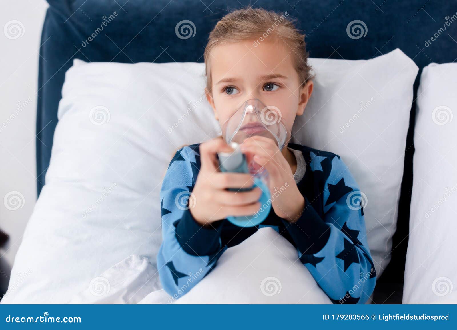 Kid Using Inhaler with Spacer in Stock Photo - Image of equipment, girl ...