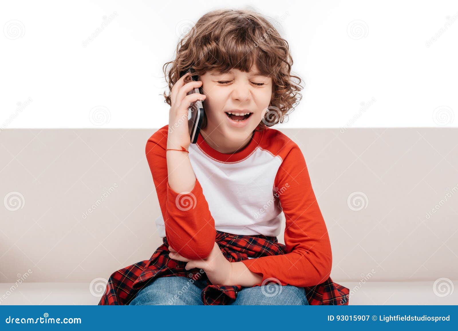 Kid using smartphone stock image. Image of laugh, youth - 93015907