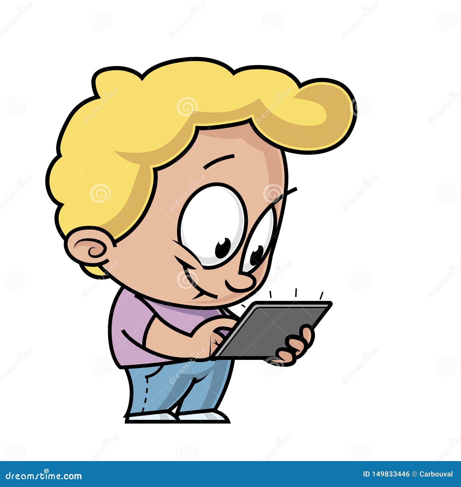 Kid using a tablet stock vector. Illustration of tablet - 149833446