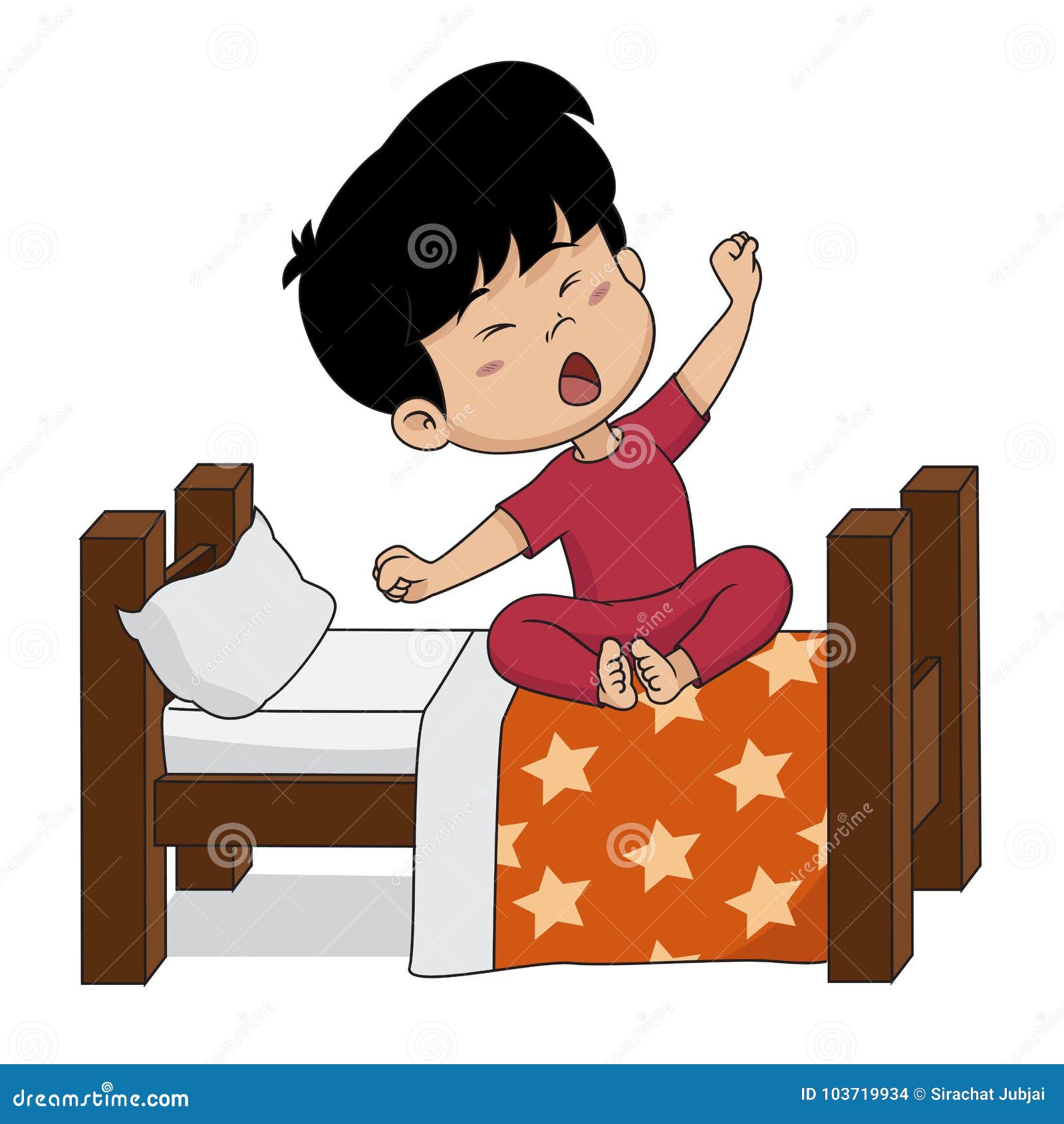 Kid Wake Up in the Morning. Stock Vector - Illustration of young ...