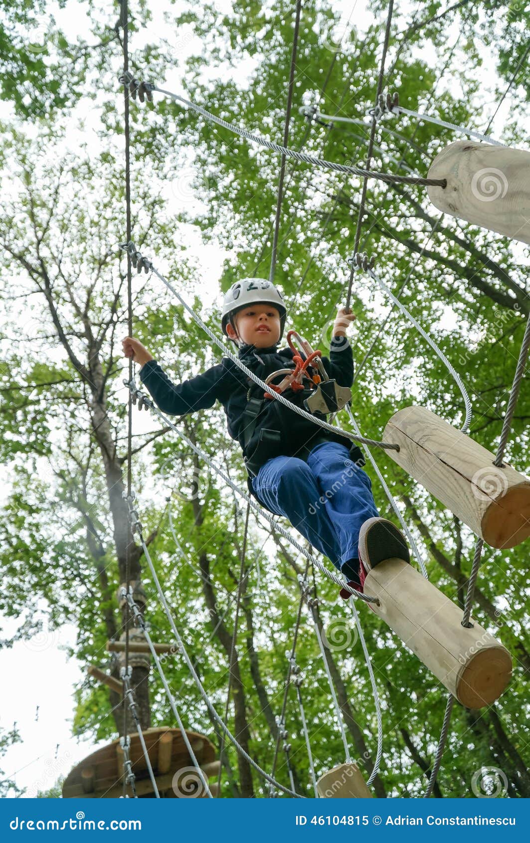 Kid Walking on a Logs Path in Adventure Park Stock Image - Image of ...
