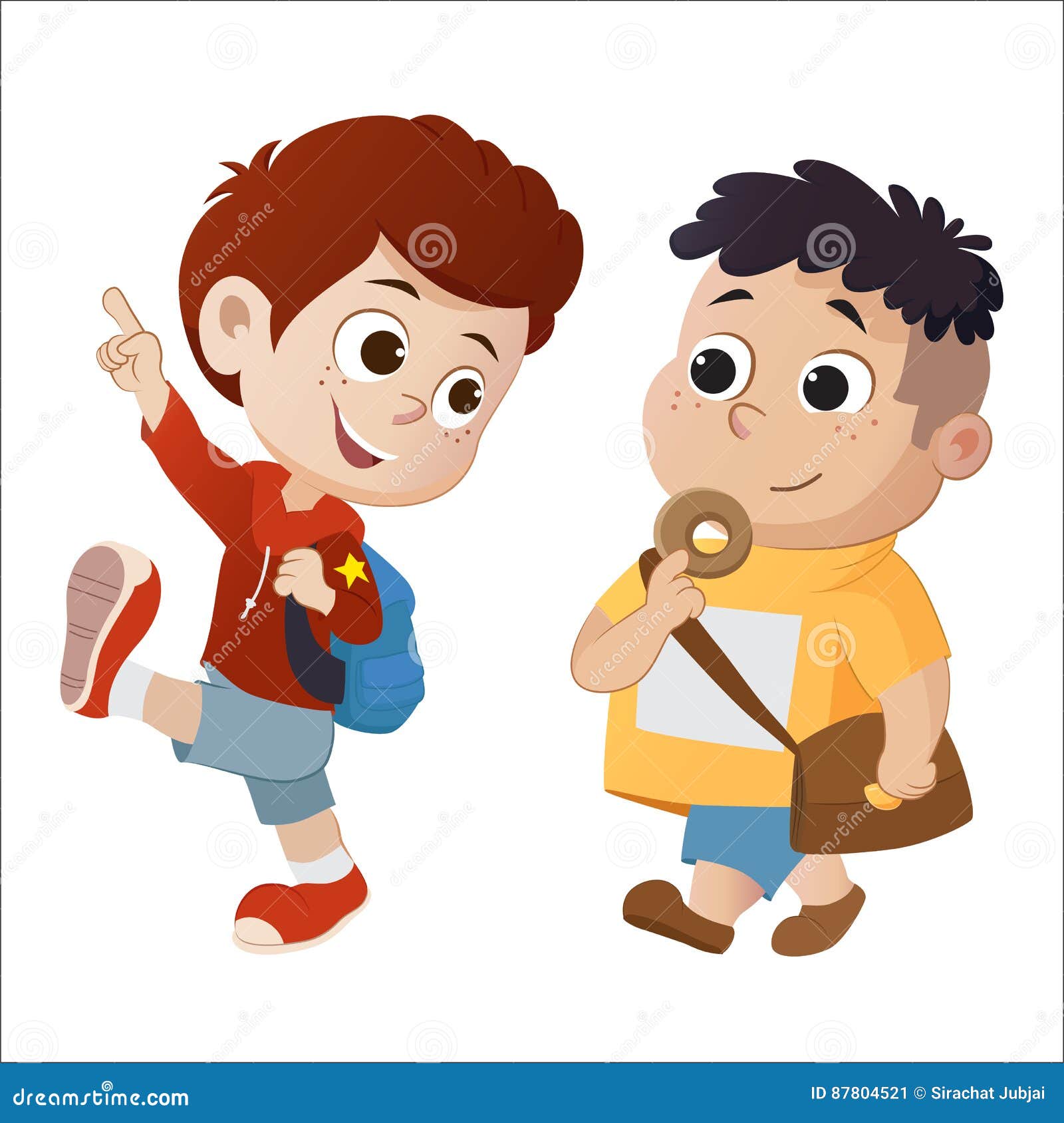 Kid Walking and Talking.back To School Stock Vector - Illustration of ...