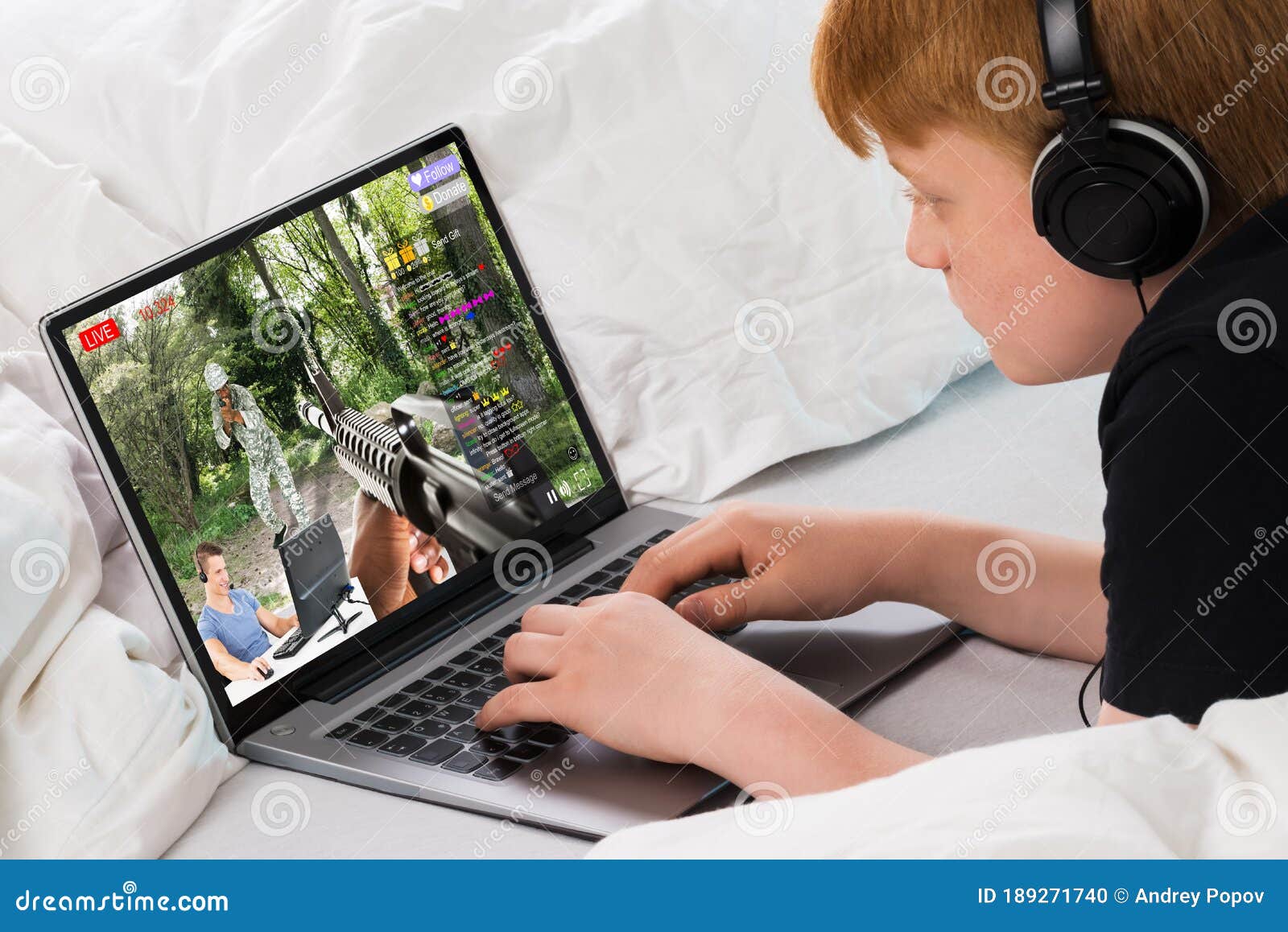 Kid Watching Live Game Streaming Session Stock Photo - Image of ...
