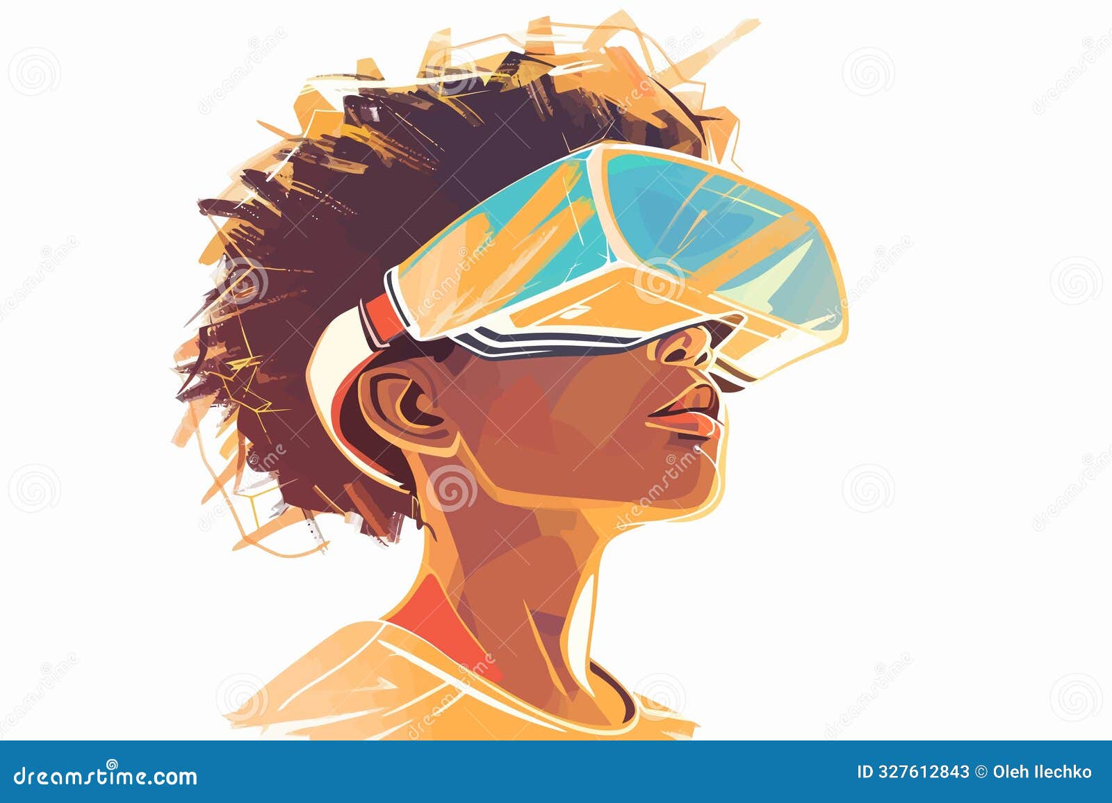 Kid with Wearable Spatial Computer on Face Isolated Vector Style Stock ...