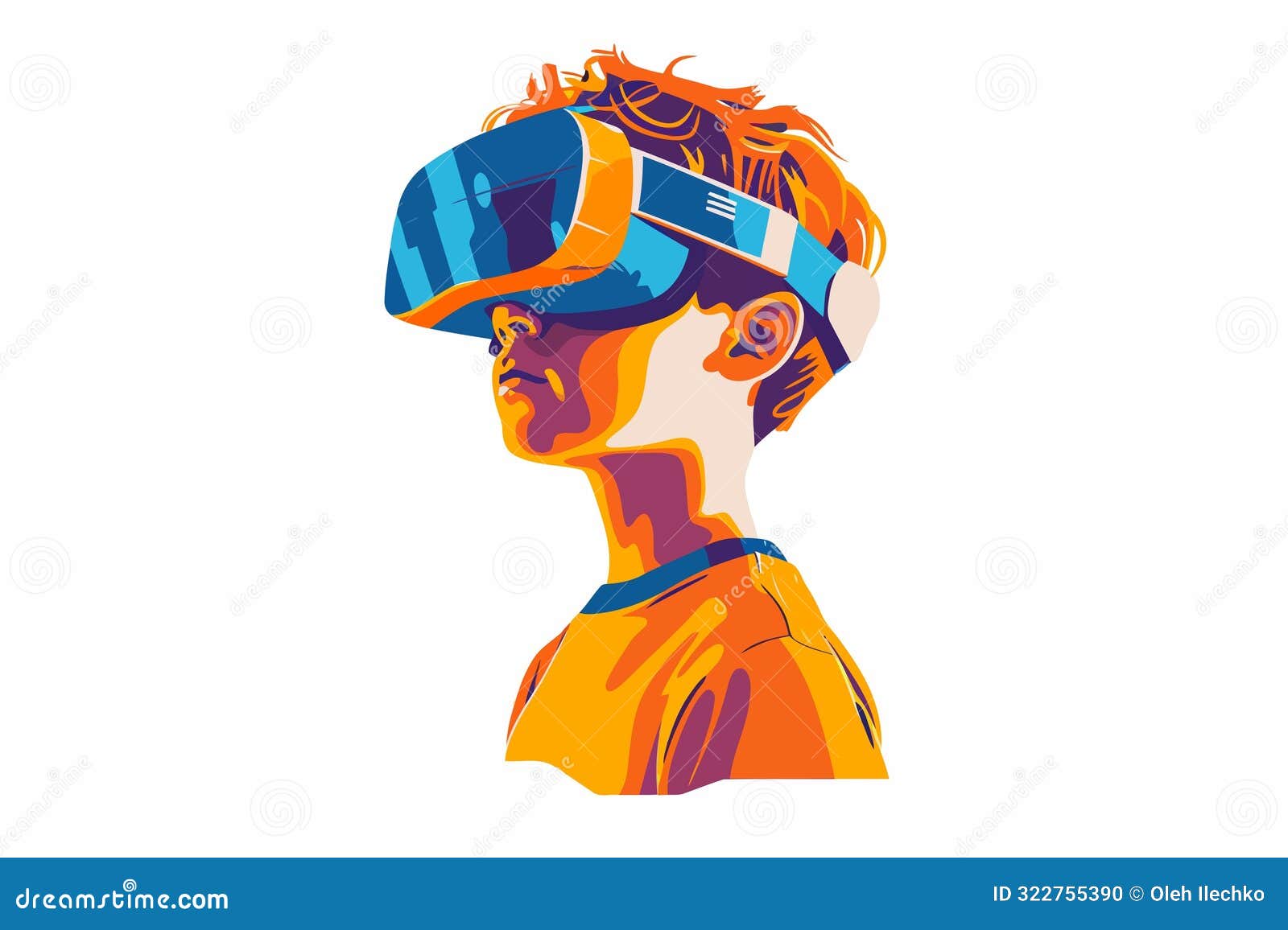 Kid with Wearable Spatial Computer on Face Isolated Vector Style Stock ...