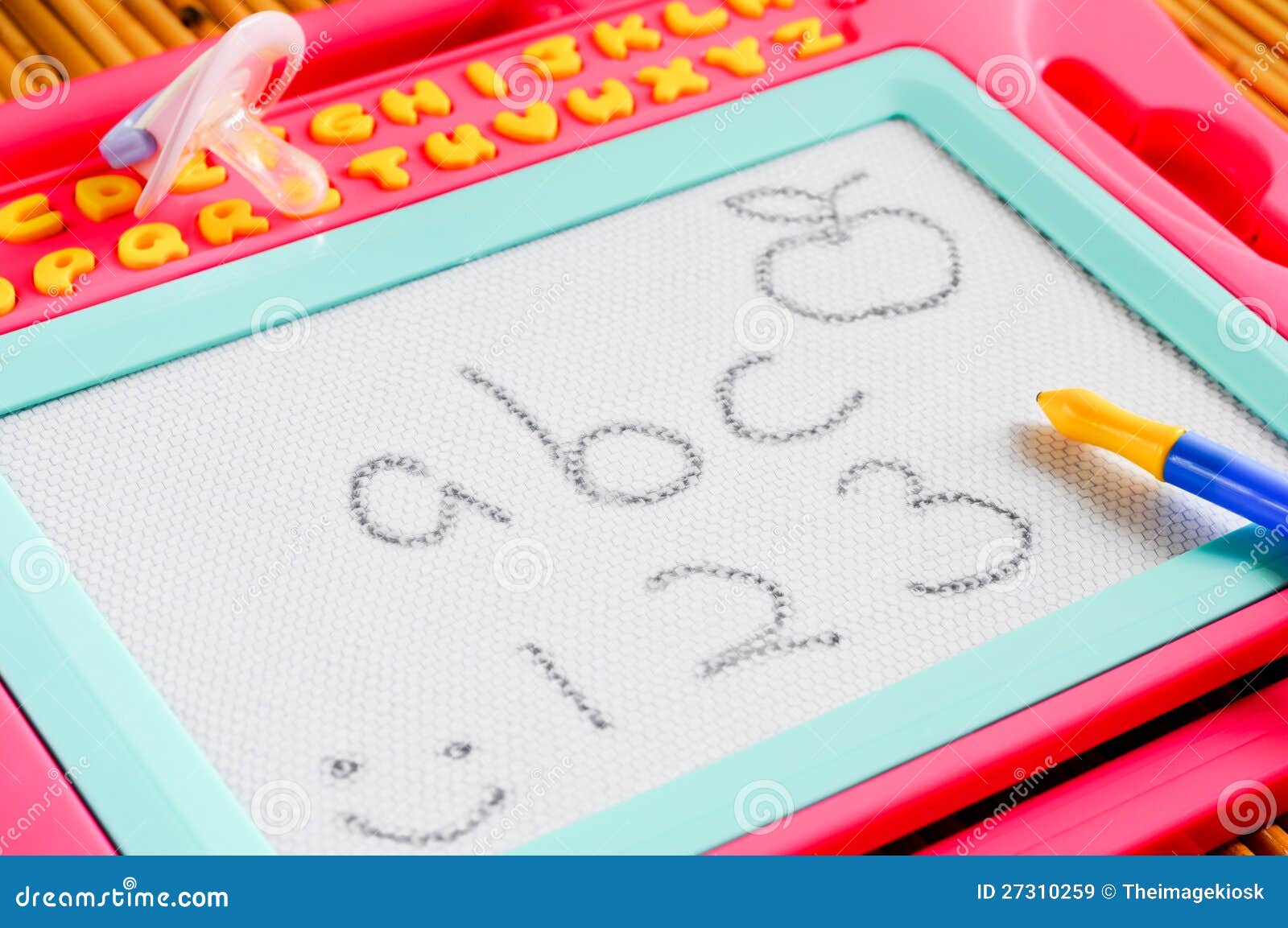 Kid White Drawing Board with Abc and 123 Stock Image - Image of drawing ...