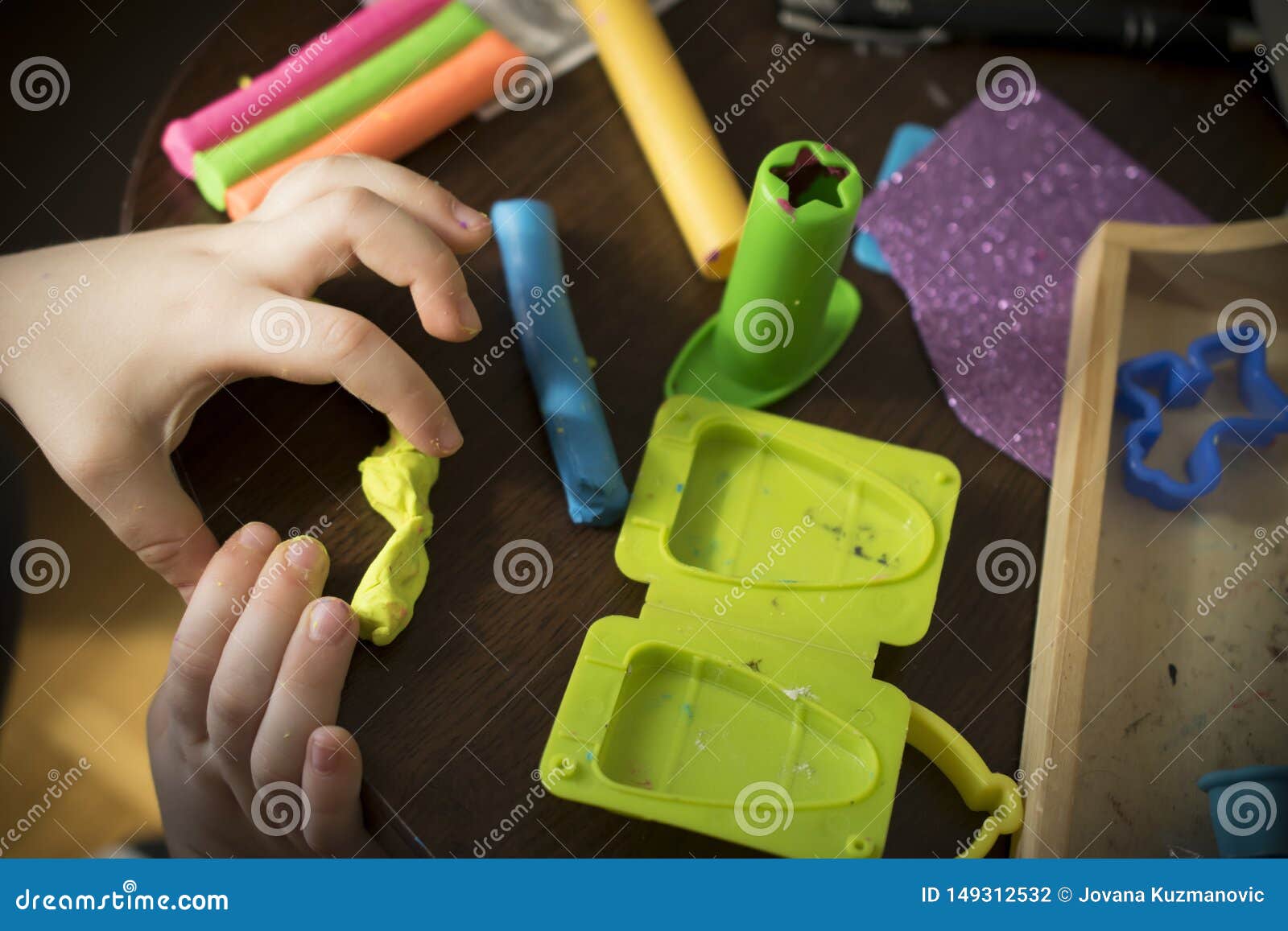 A Kid Working with Plasticine Stock Photo - Image of play, creativity ...