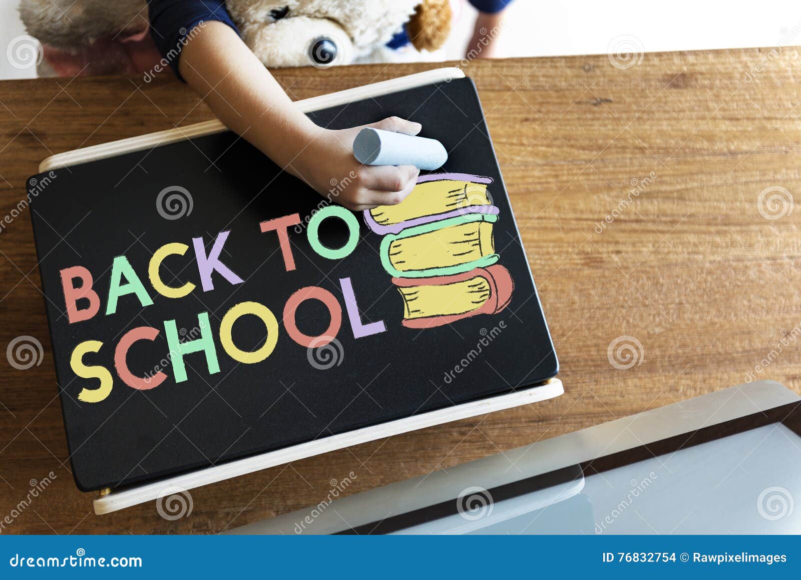 Kid Writing Chalk Coloring Teddy Concept Stock Photo - Image of tiny ...