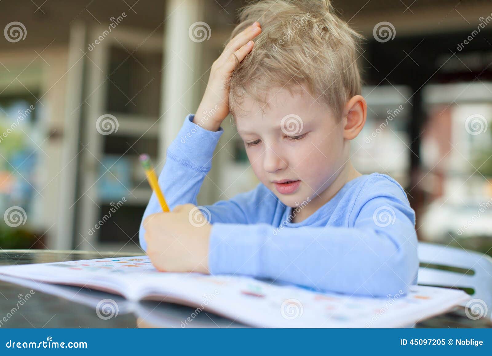 Kid writing stock image. Image of kindergarten, child - 45097205