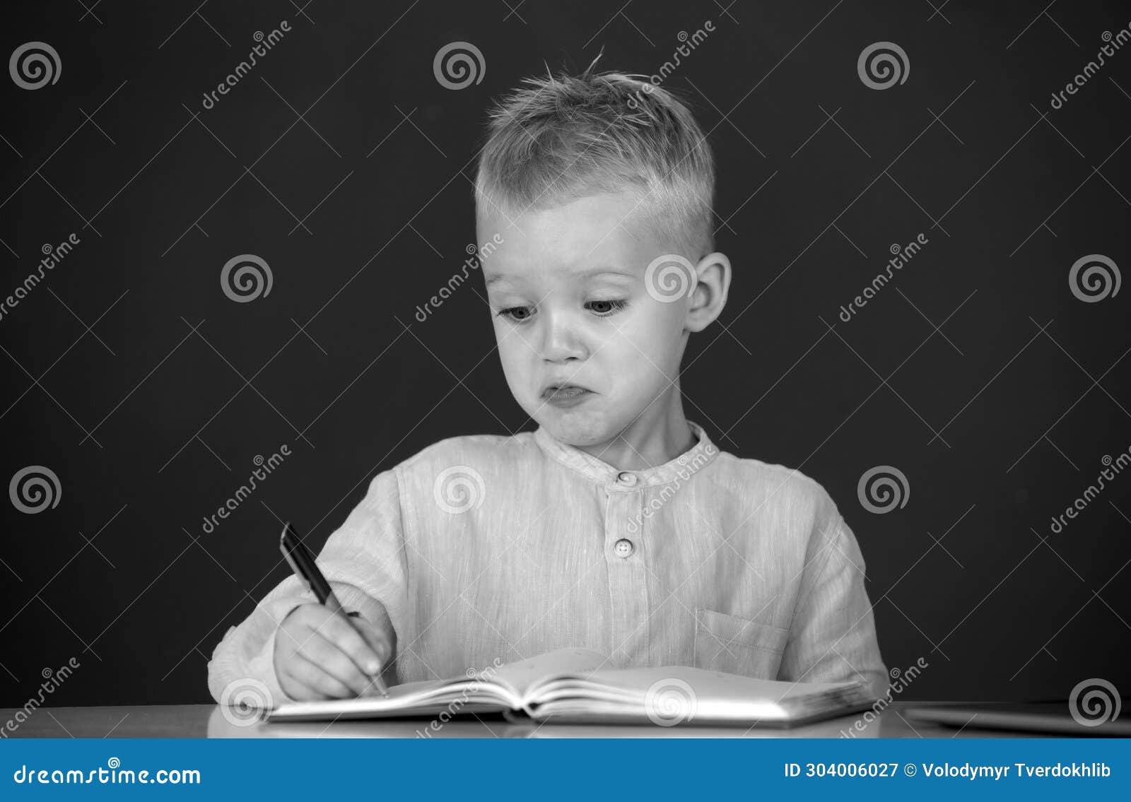 Kid Writing in Notebook in Class. Back To School Stock Image - Image of ...