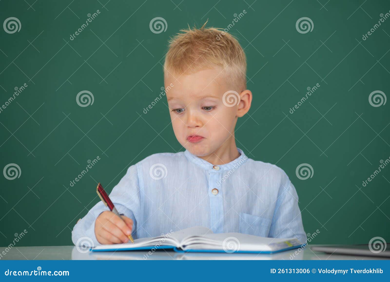 Kid Writing in Notebook in Class. Back To School Stock Photo - Image of ...