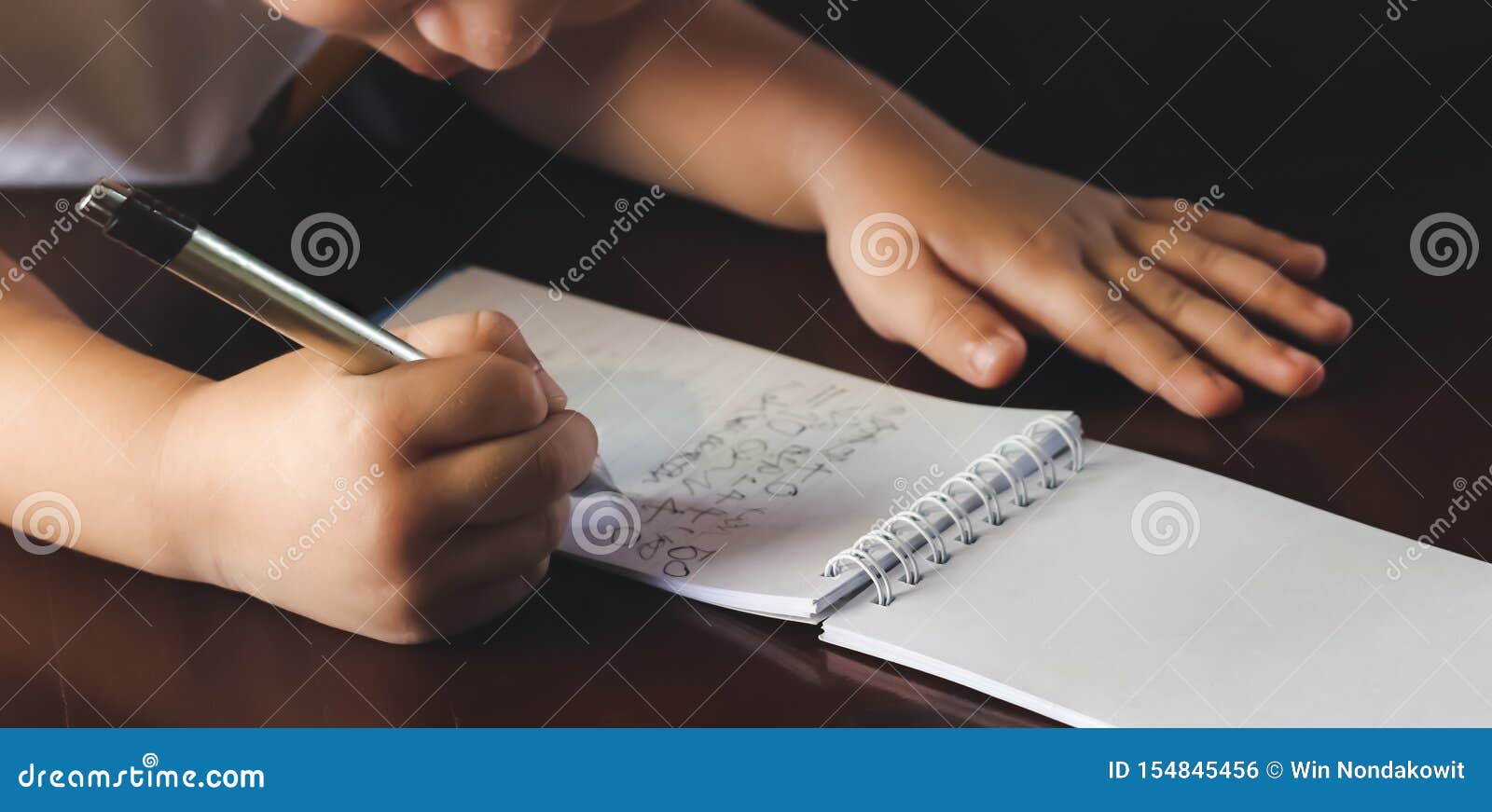 Kid Writing Number on Notebook Stock Photo - Image of math, learning ...