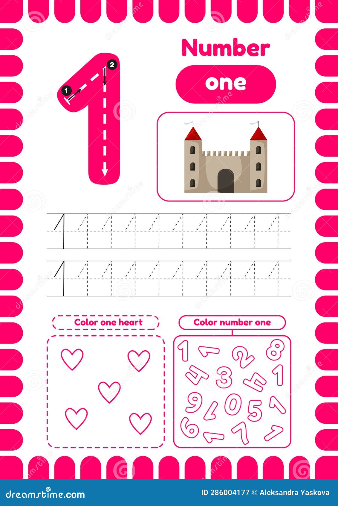 Kida Activity Pages. Learn Numbers. Preschool Worksheets Stock Vector ...