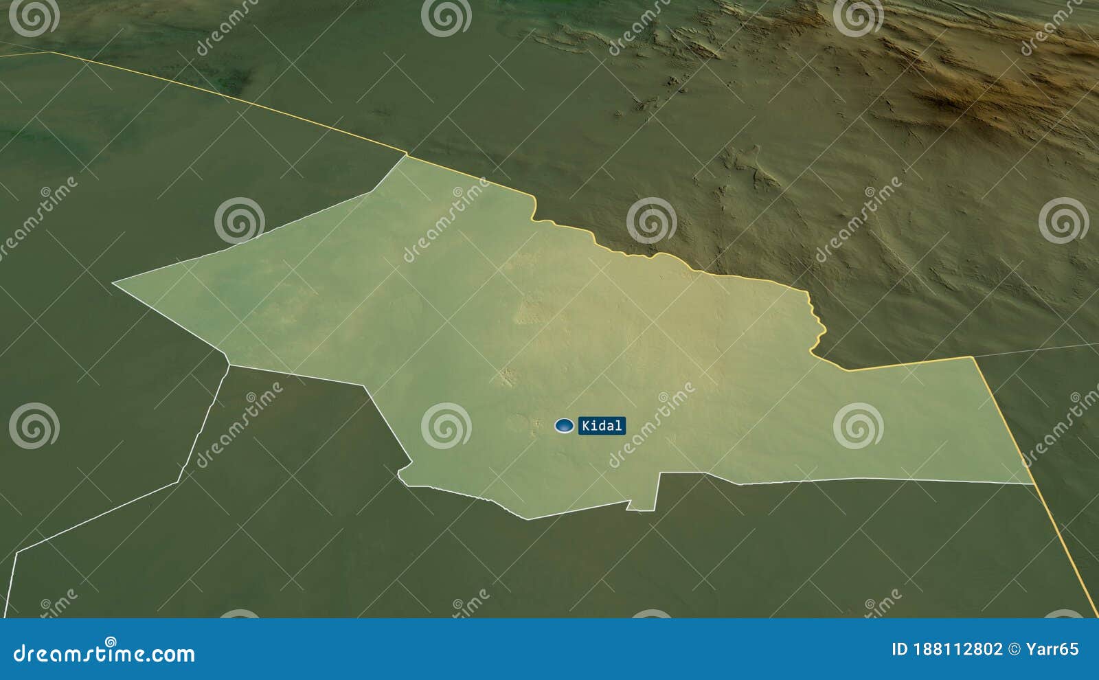 Kidal, Mali - Highlighted with Capital. Physical Stock Illustration ...