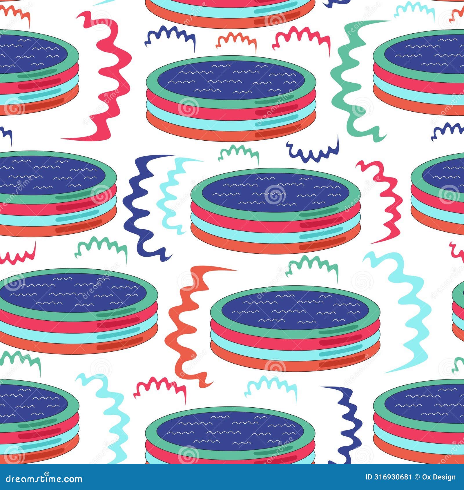 Kiddie Inflatable Pool Full of Water. Seamless Pattern. Stock Vector ...