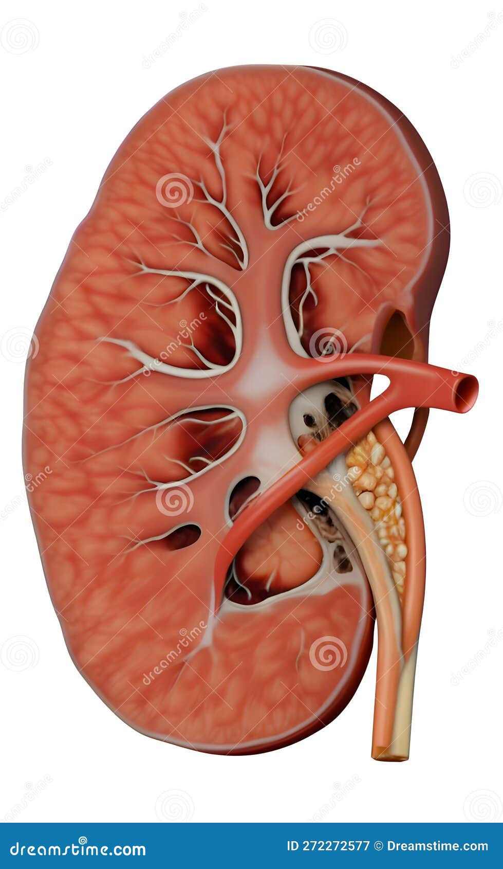 Kidney anatomy stock illustration. Illustration of organ - 272272577