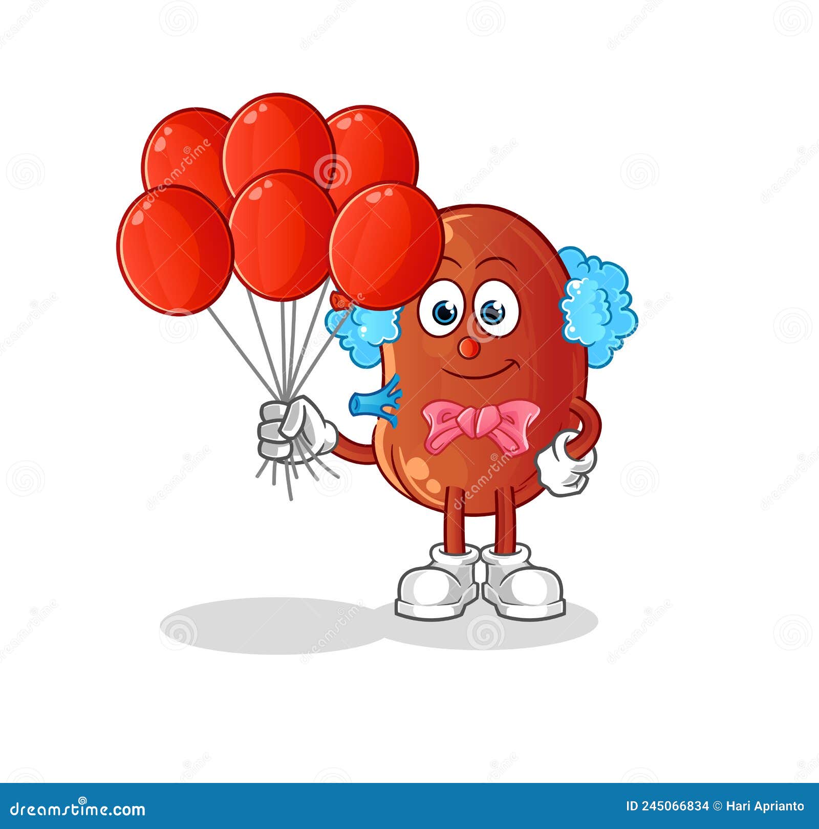 Kidney Clown with Balloons Vector. Cartoon Character Stock Vector ...