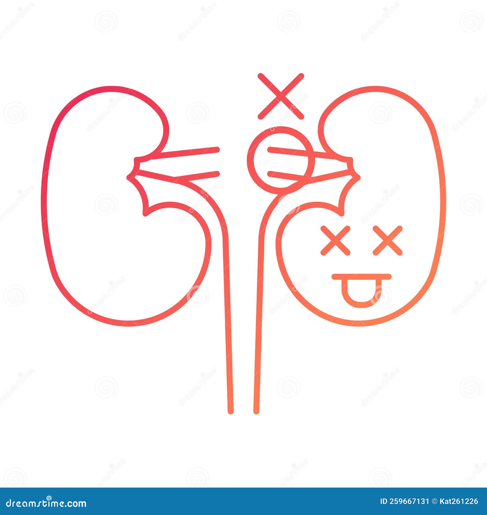 Kidney Problem, Causes, Line Gradient Icons Stock Vector - Illustration of blood, anatomy: 259667131