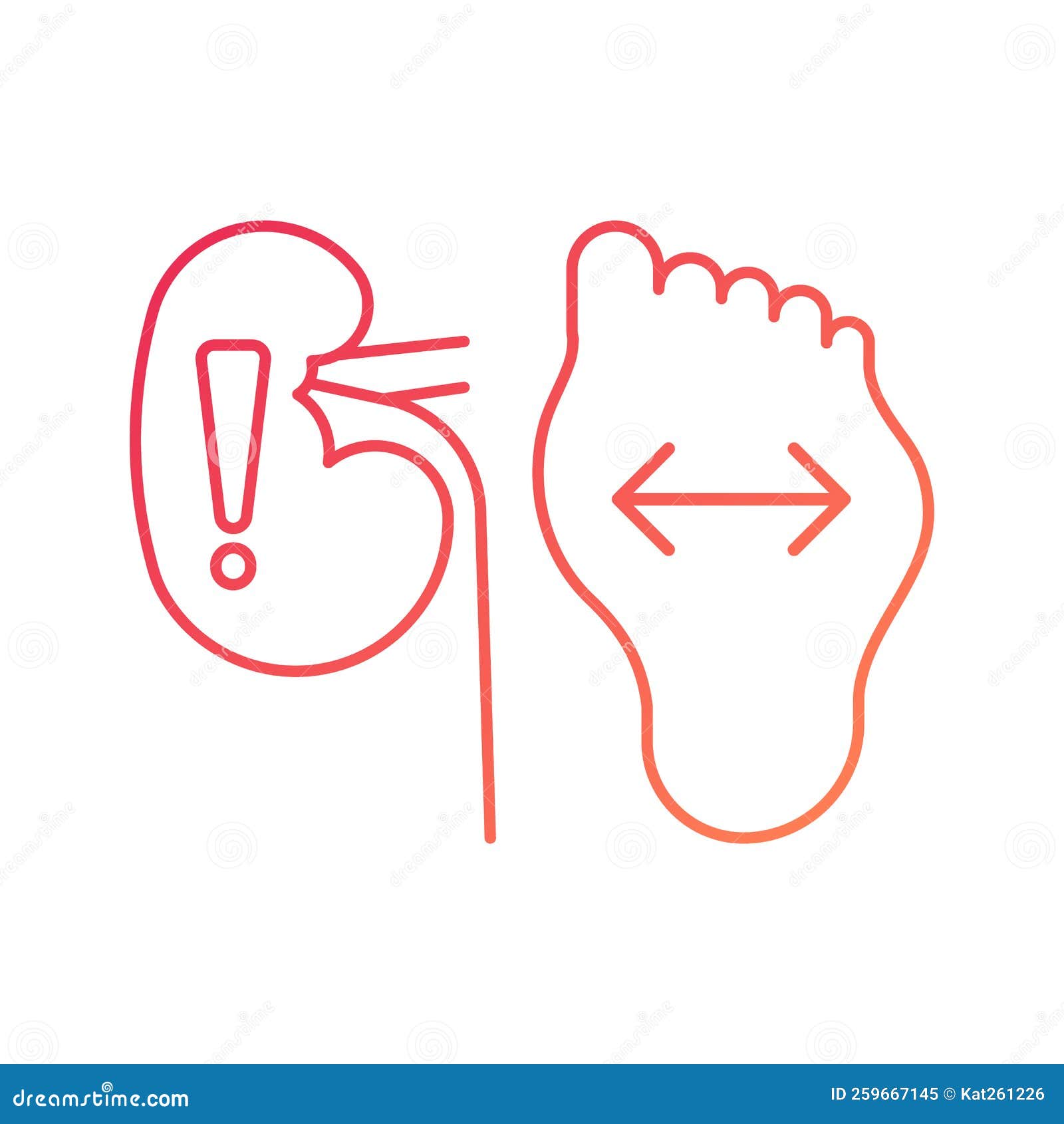 Kidney Problem, Symptoms, Edema, Line Gradient Icons Stock Vector ...