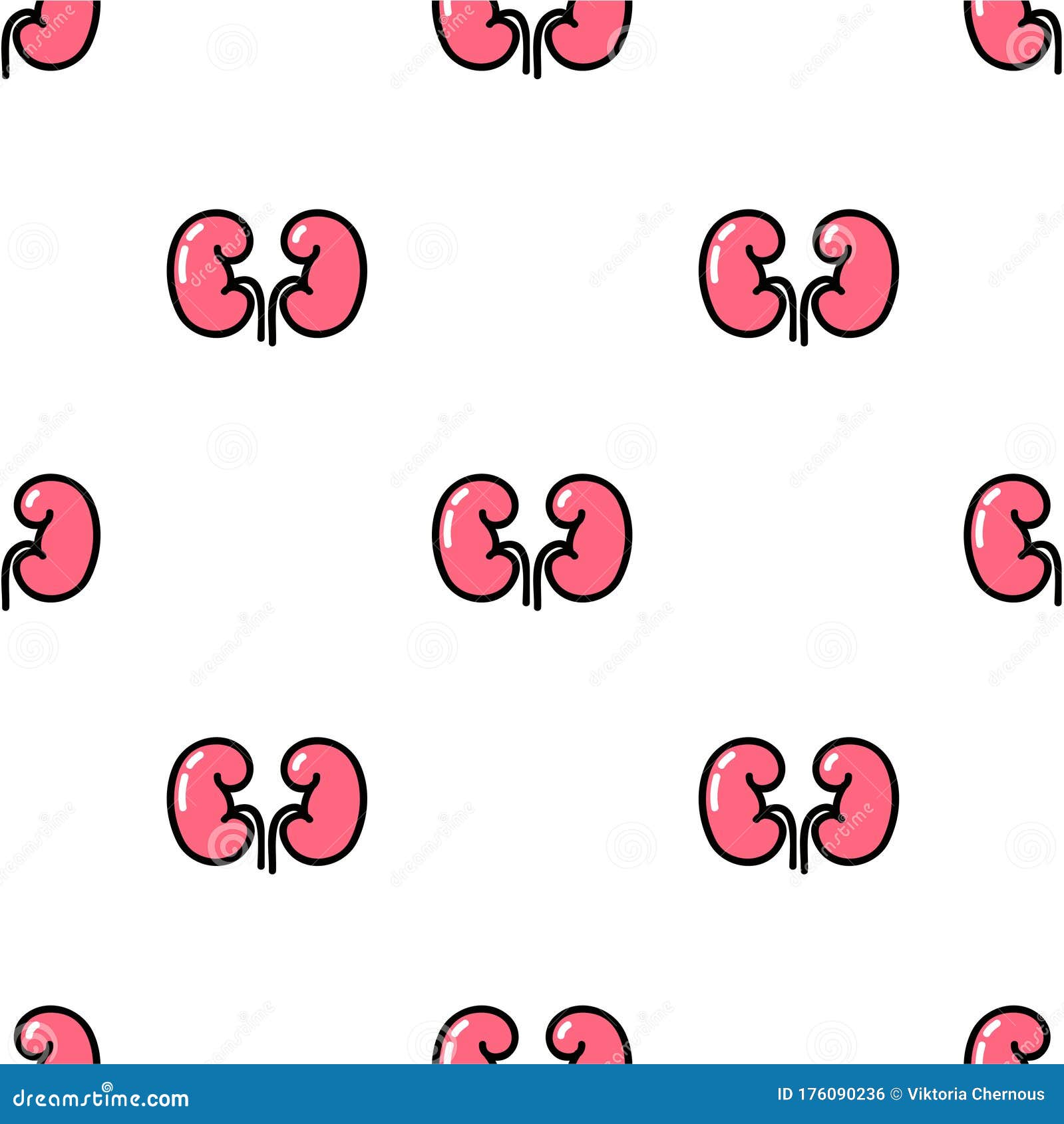 Kidneys Seamless Doodle Pattern, Vector Illustration Stock Illustration ...