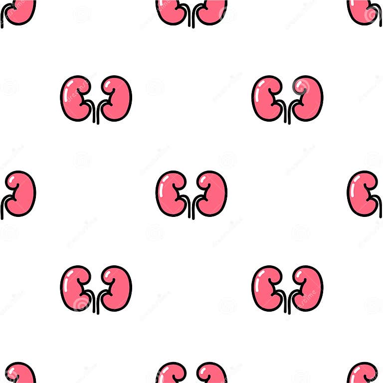 Kidneys Seamless Doodle Pattern, Vector Illustration Stock Illustration ...
