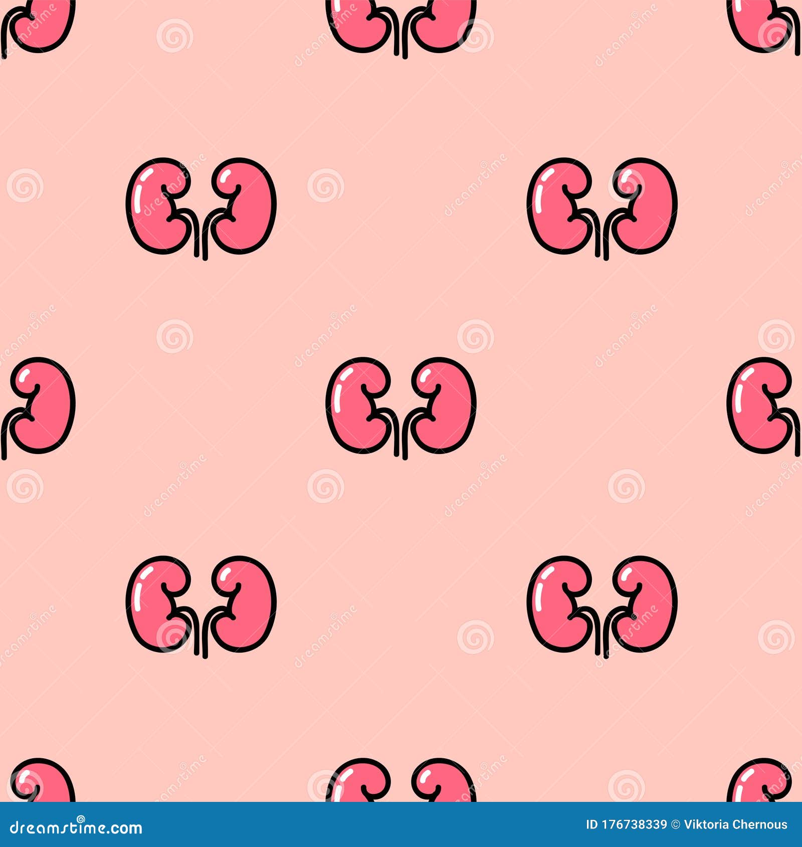 Kidneys Seamless Doodle Pattern, Vector Illustration Stock Illustration ...