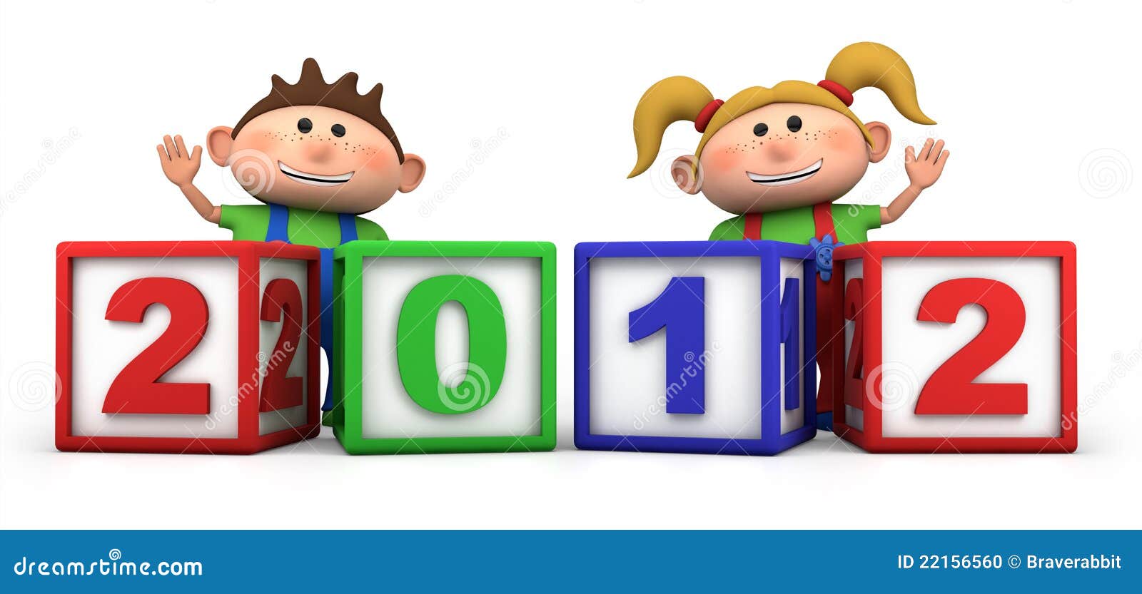 Kids with 2012 Number Blocks Stock Illustration - Illustration of ...