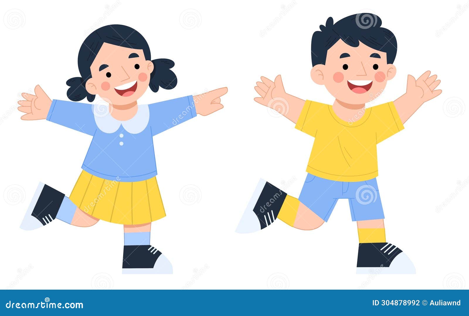 Cheerful Little Kids Cartoon Illustration Stock Illustration ...