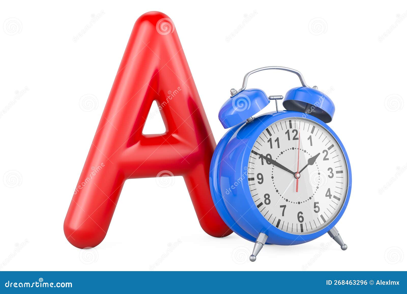 Kids ABC, Letter a with Alarm Clock. 3D Rendering Stock Illustration ...