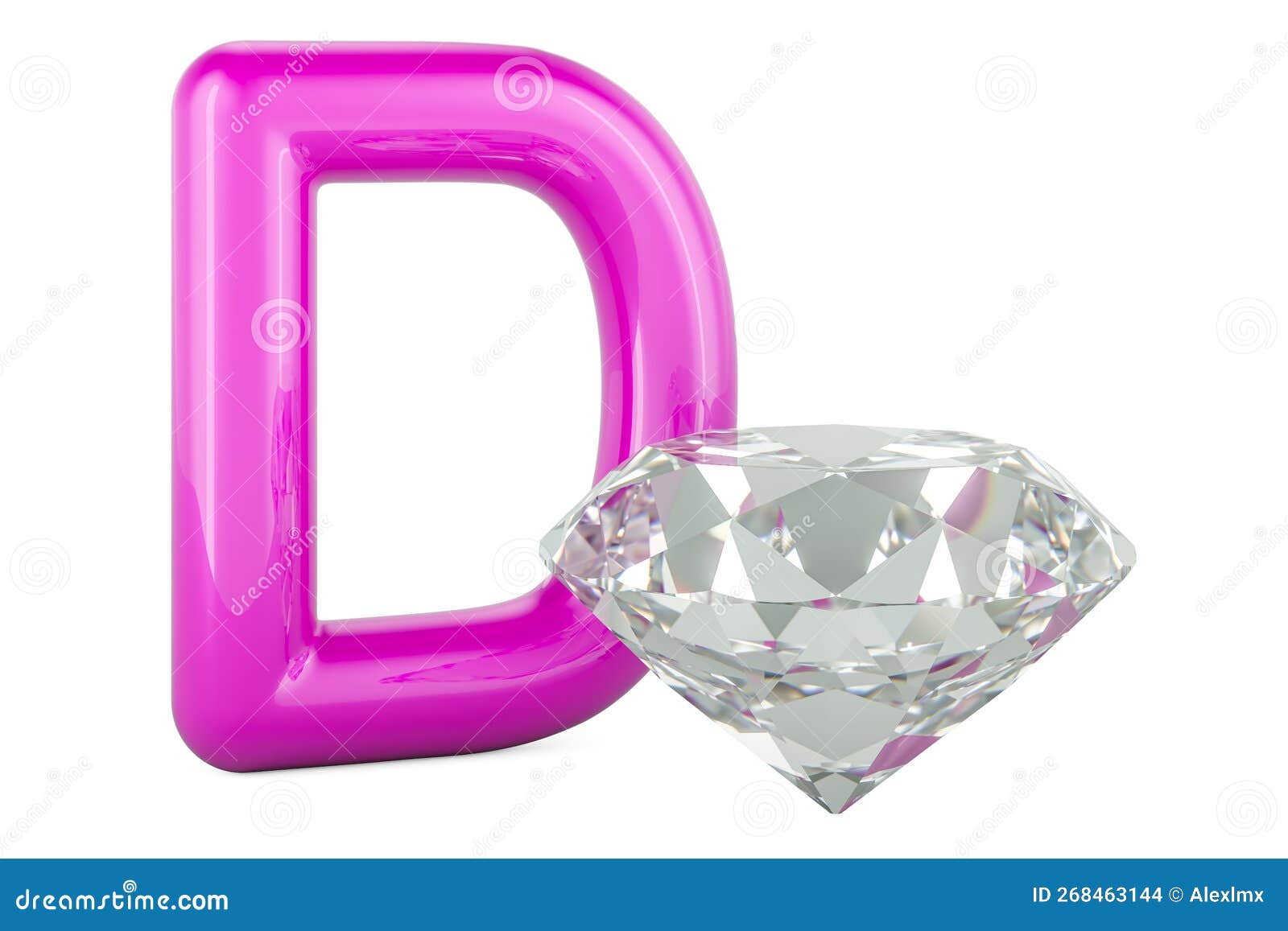 Kids ABC, Letter D with Diamond. 3D Rendering Stock Illustration ...