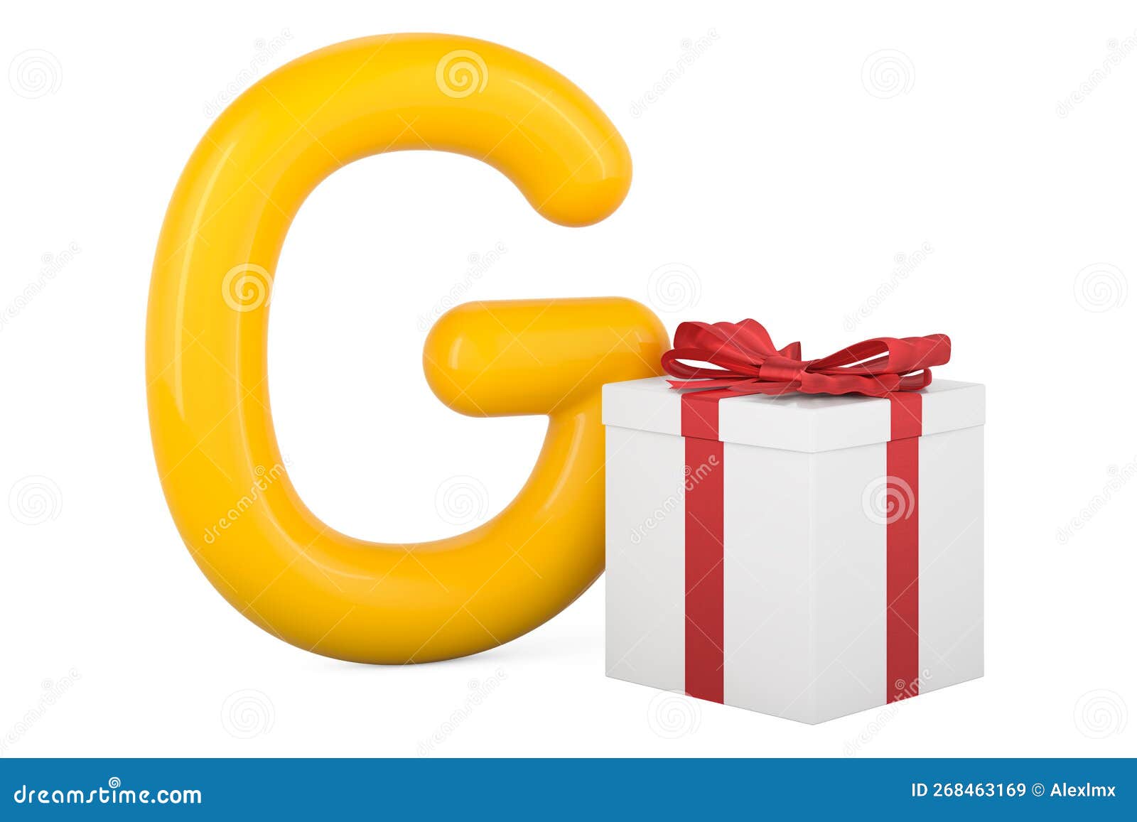 Kids ABC, Letter G with Gift Box. 3D Rendering Stock Illustration ...