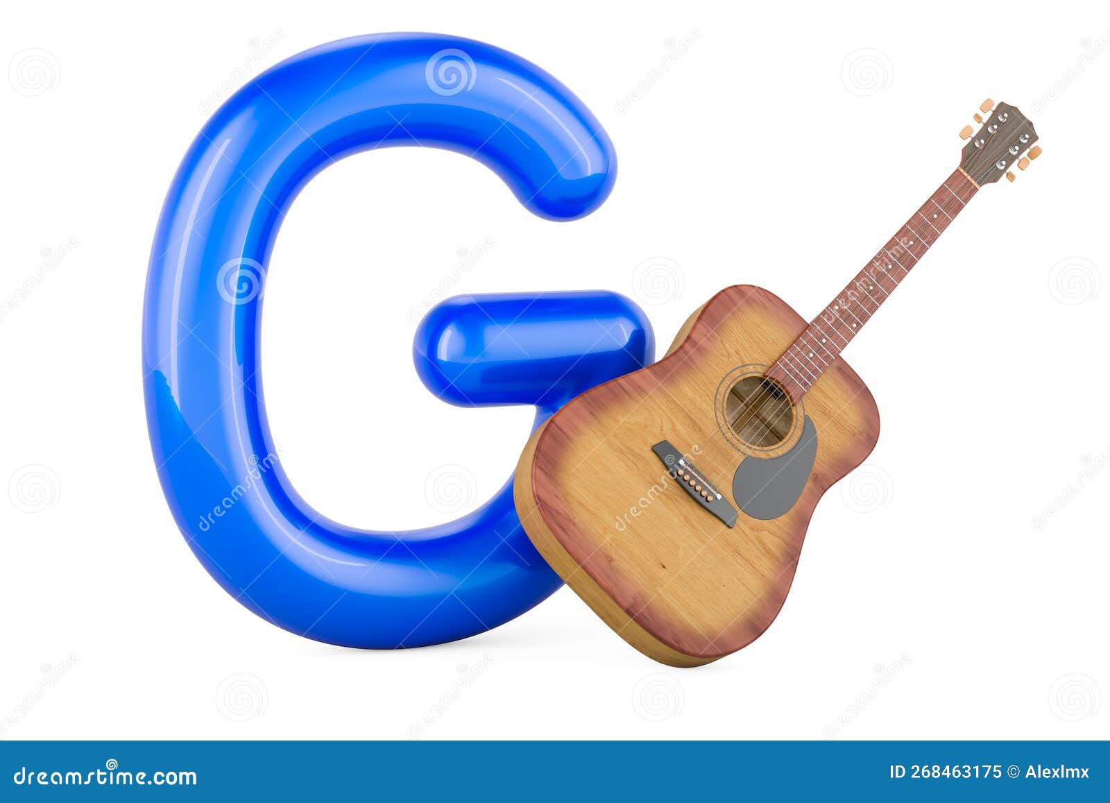Kids ABC, Letter G with Guitar. 3D Rendering Stock Illustration ...